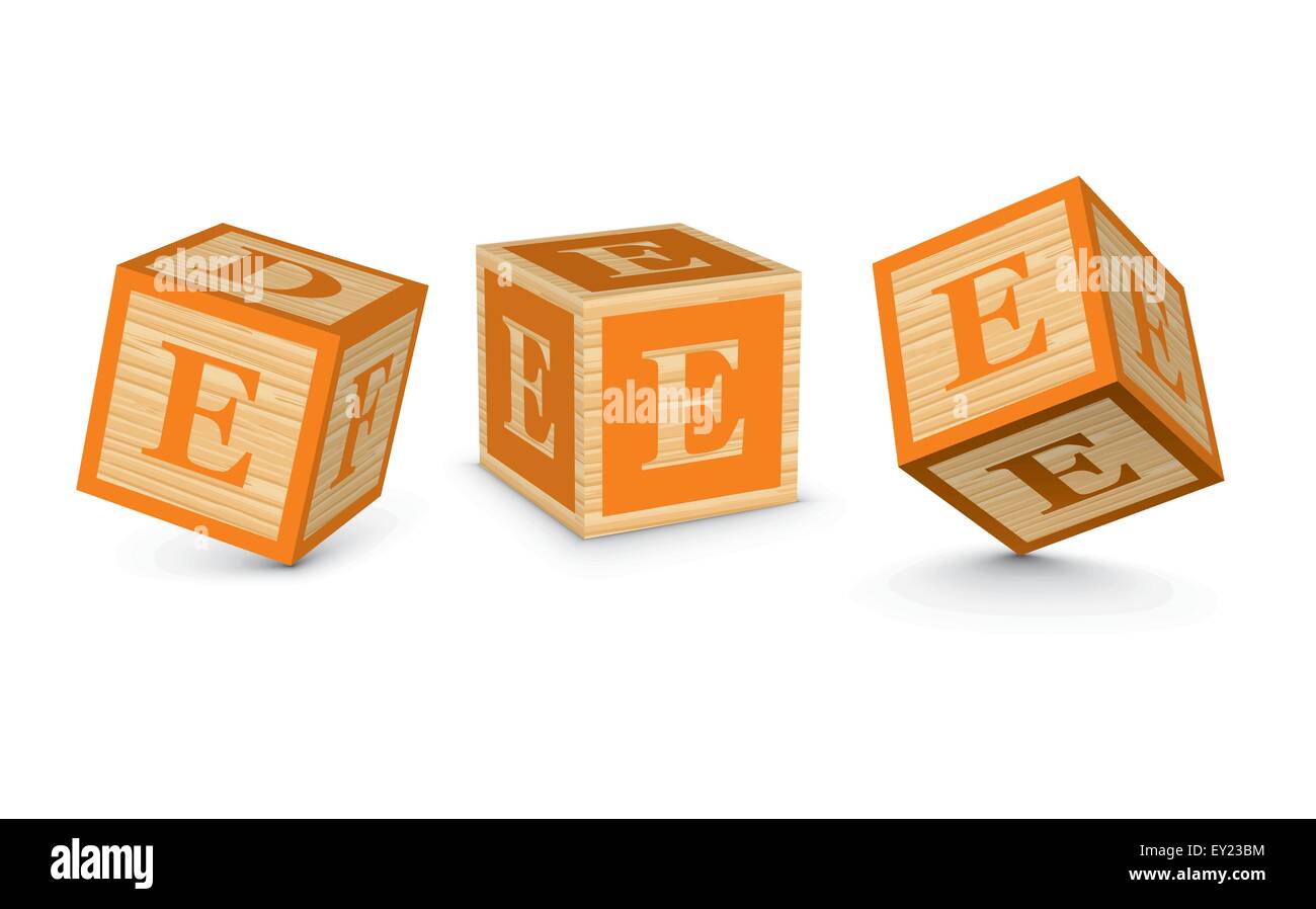 Letter E wooden alphabet blocks - vector illustration Stock Vector ...