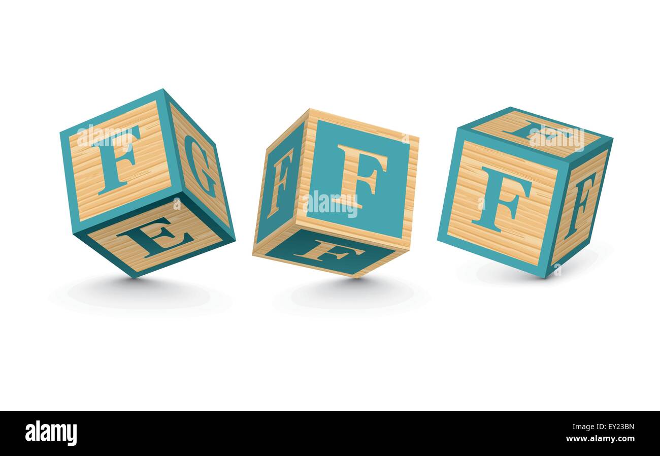Letter F wooden alphabet blocks - vector illustration Stock Vector ...