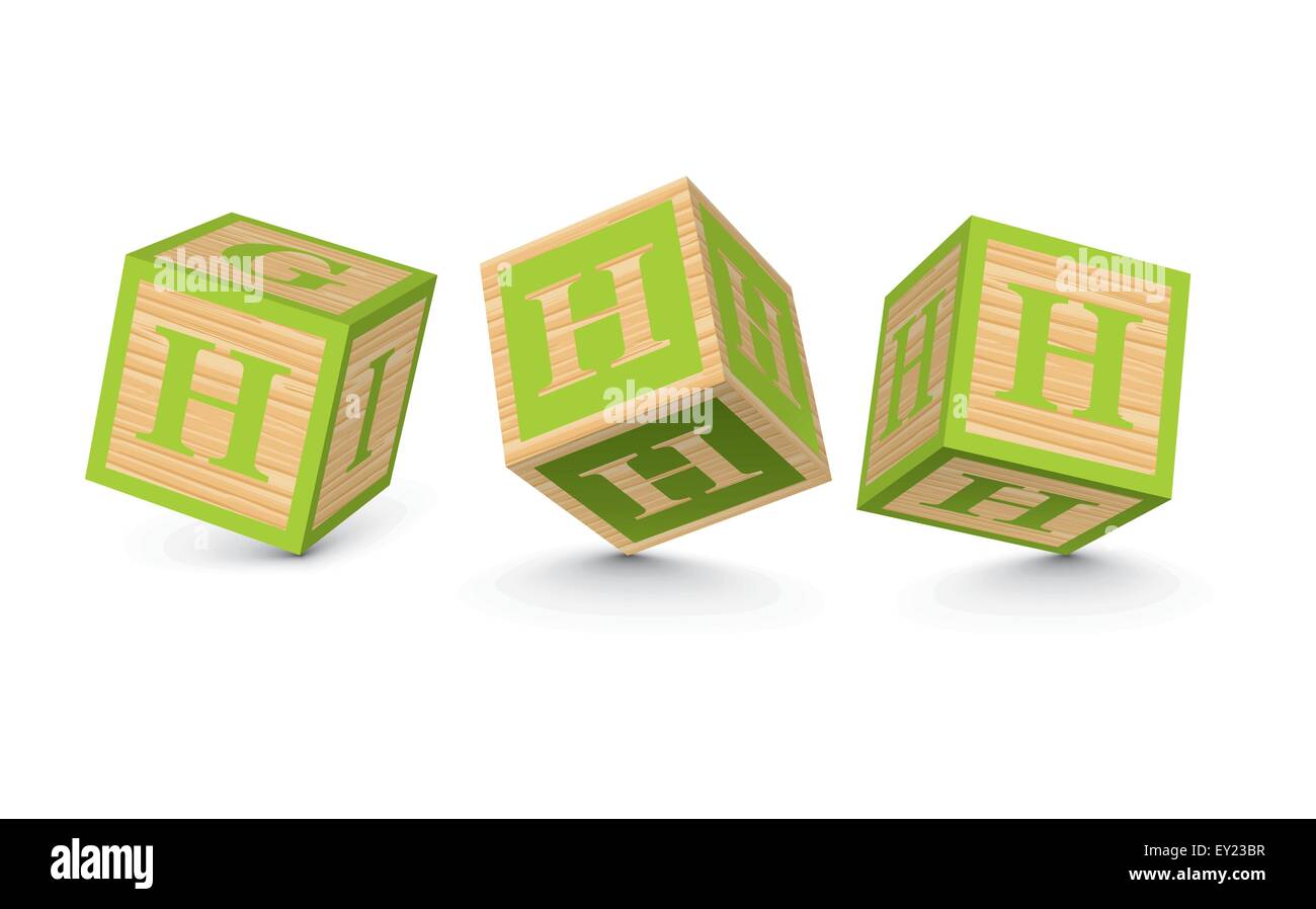 Letter H wooden alphabet blocks - vector illustration Stock Vector ...