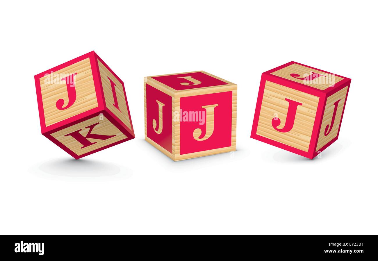 Letter J wooden alphabet blocks - vector illustration Stock Vector ...