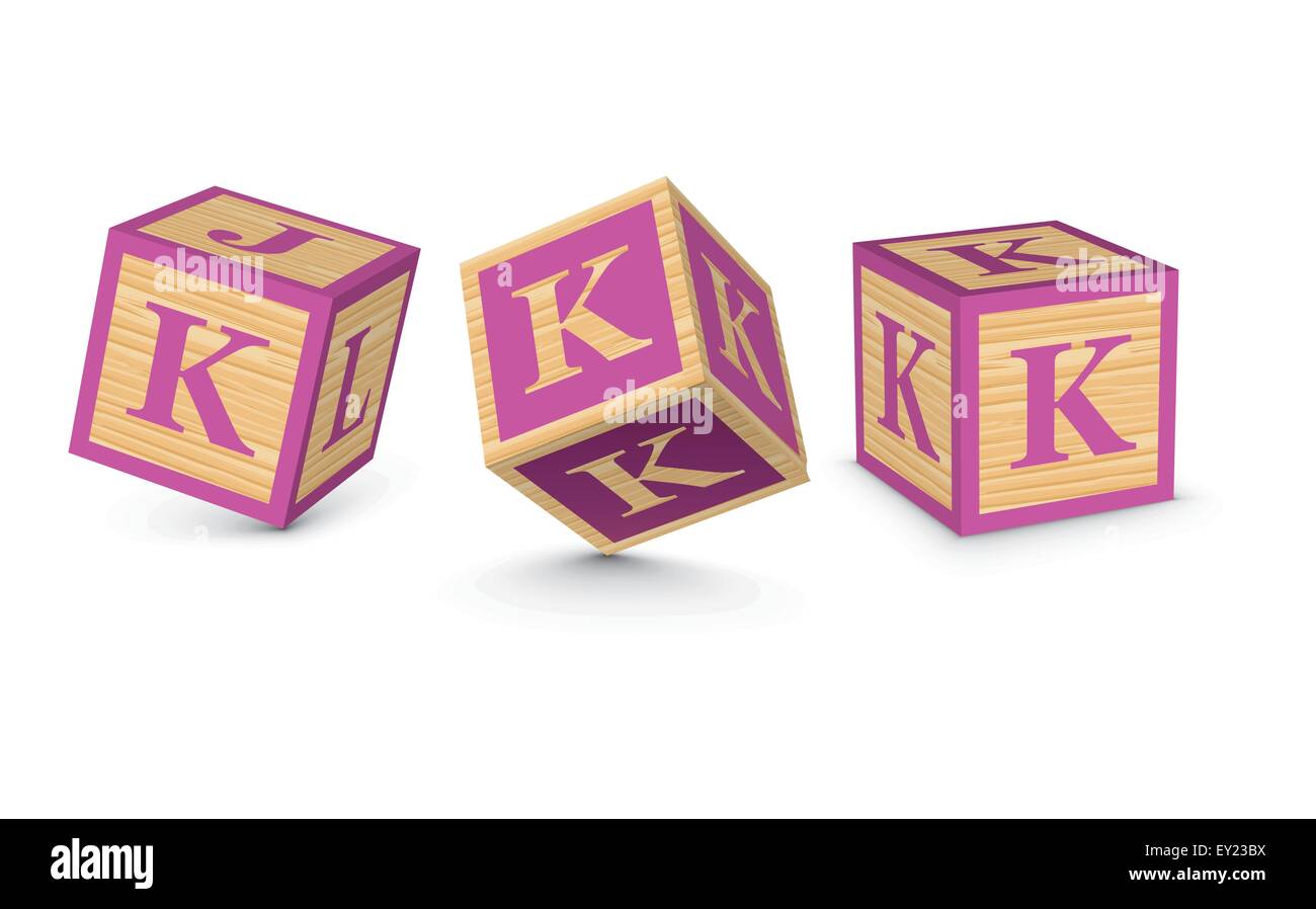 Letter K wooden alphabet blocks - vector illustration Stock Vector ...