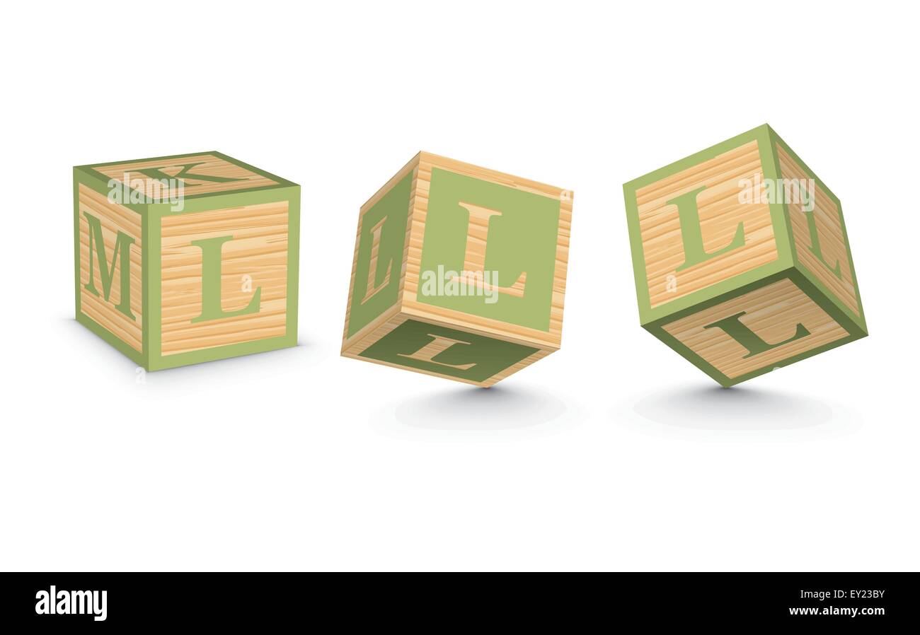 Letter L wooden alphabet blocks - vector illustration Stock Vector ...