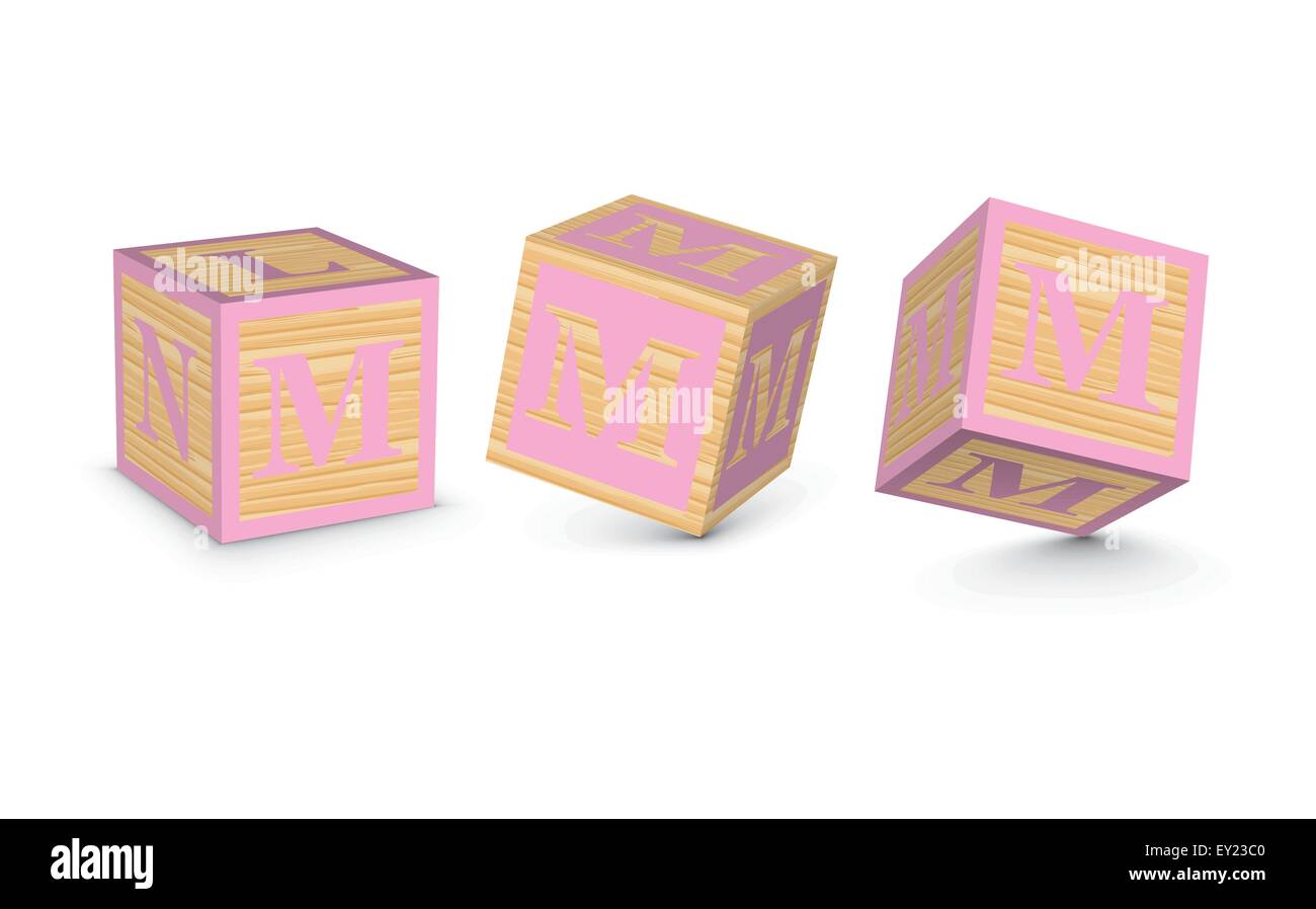 Letter M wooden alphabet blocks - vector illustration Stock Vector ...