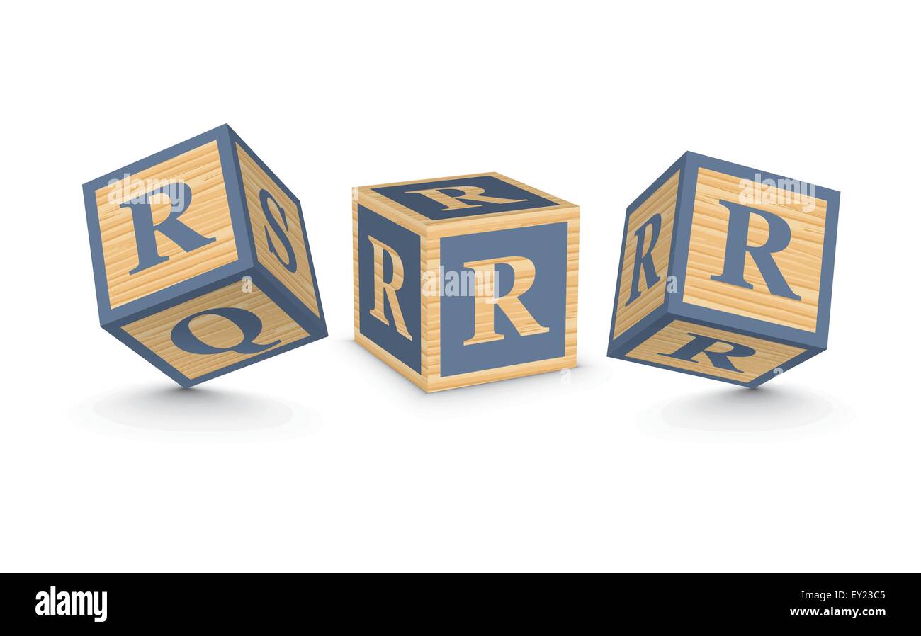 Letter R wooden alphabet blocks - vector illustration Stock Vector ...