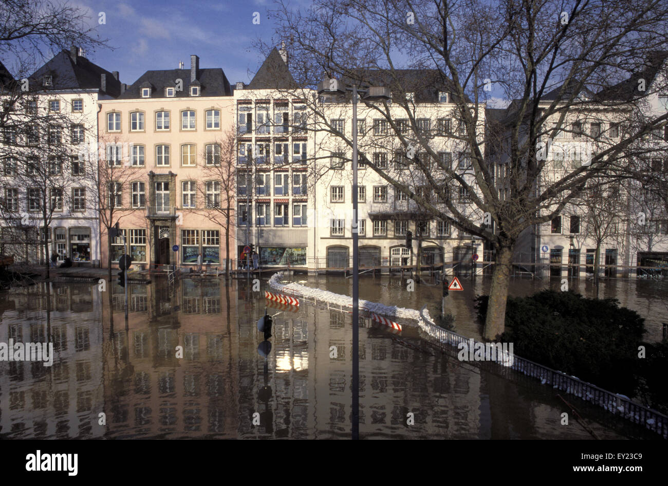 Europe, Germany, Cologne, flood of the river Rhine in January 1995 ...