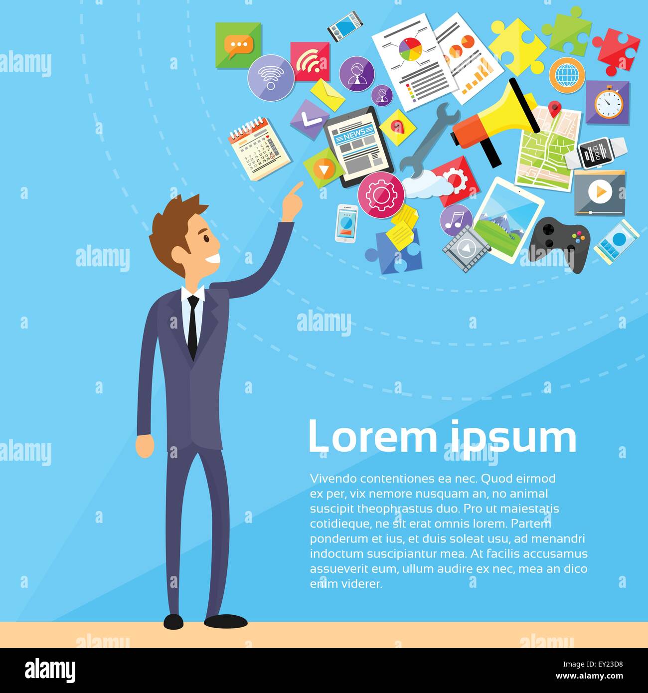 BUsinessman Point Finger Hand Digital Device Entertainment Stock Vector ...