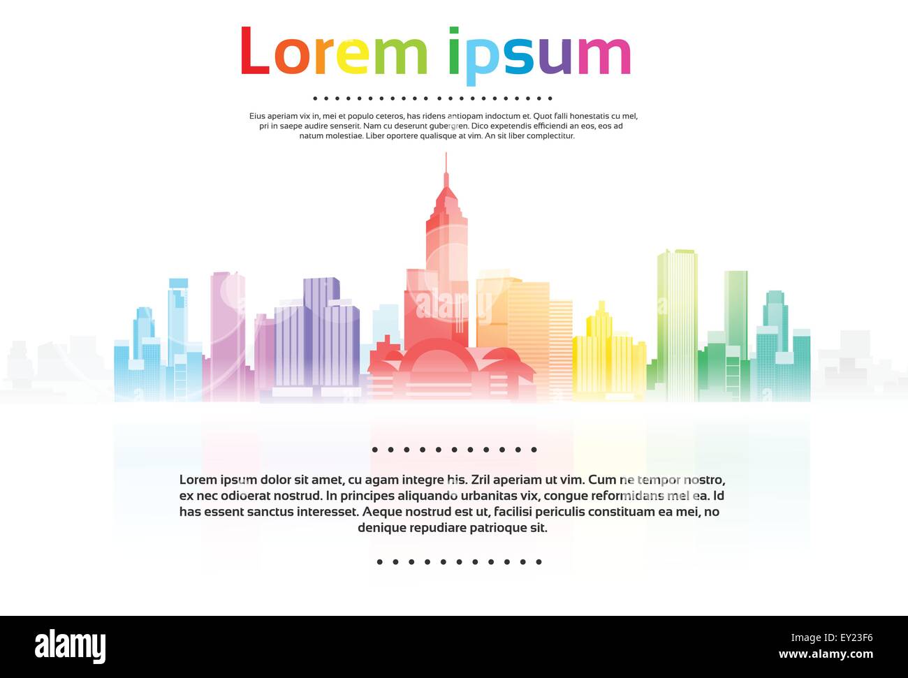 City Skyscraper Colorful View Cityscape Background Skyline Stock Vector ...