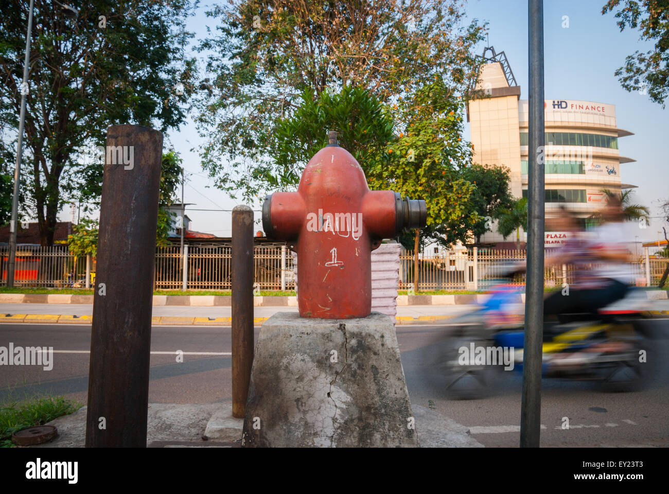 A roadside fire hydrant in Kelapa Dua, Kebon Jeruk, West Jakarta ...