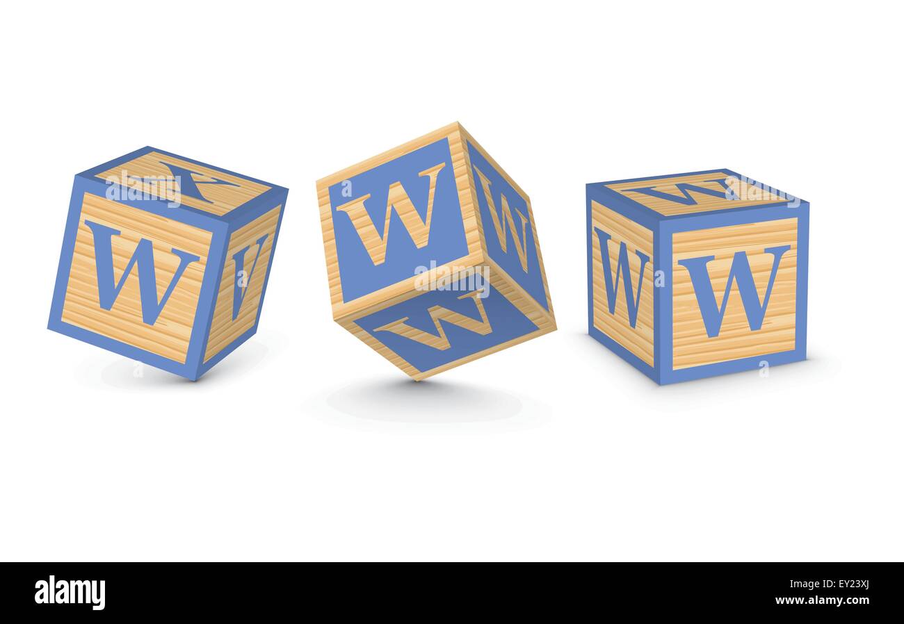 Letter W wooden alphabet blocks - vector illustration Stock Vector ...