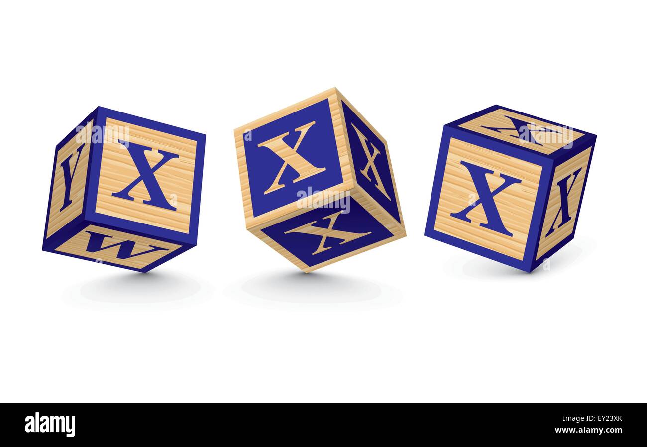 Letter X wooden alphabet blocks - vector illustration Stock Vector ...