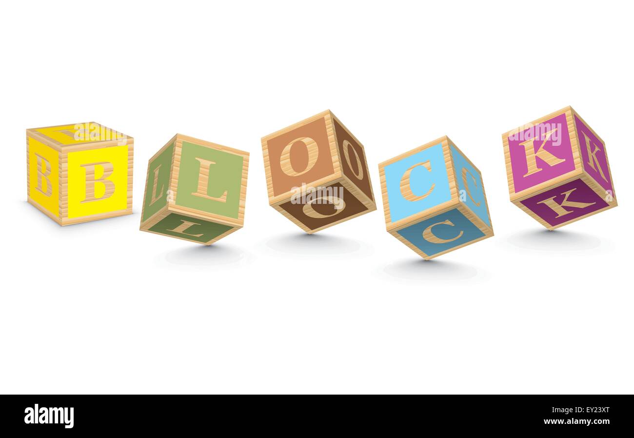 BLOCK written with alphabet blocks - vector illustration Stock Vector ...