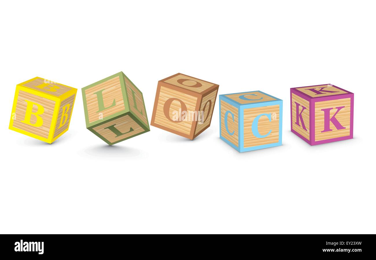 BLOCK written with alphabet blocks - vector illustration Stock Vector ...