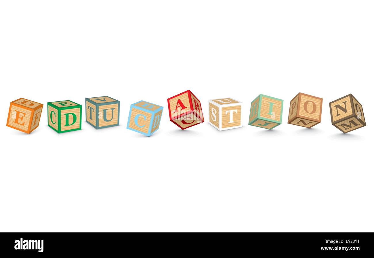 EDUCATION written with alphabet blocks - vector illustration Stock ...