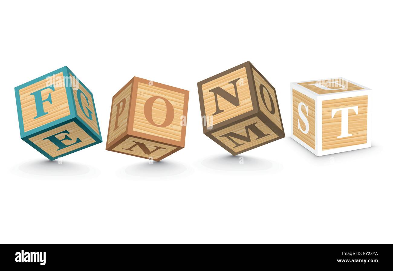FONT written with alphabet blocks - vector illustration Stock Vector ...