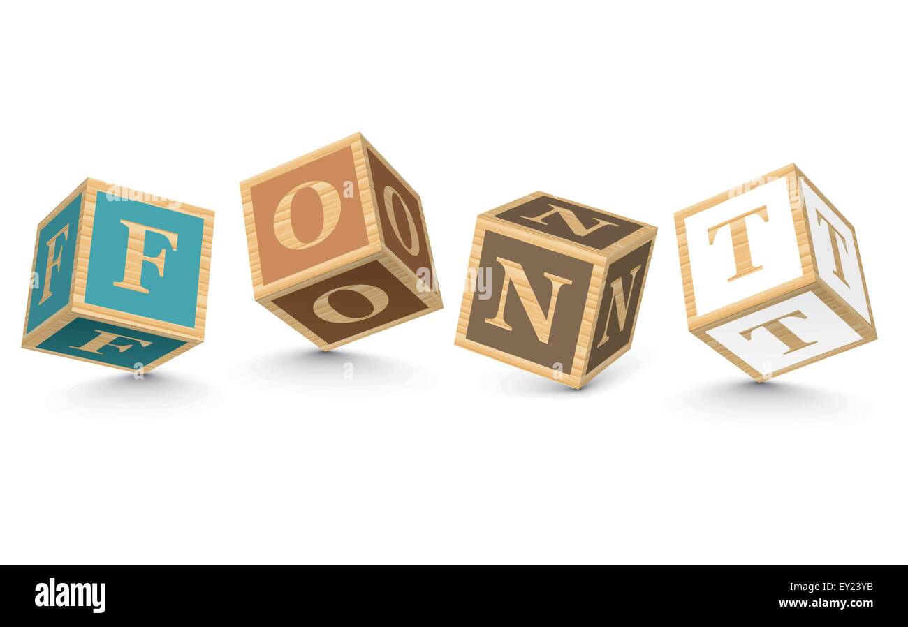 FONT written with alphabet blocks - vector illustration Stock Vector ...
