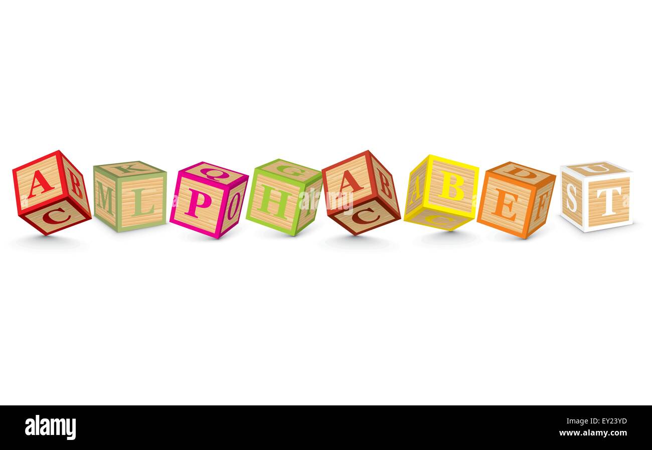 ALPHABET written with alphabet blocks - vector illustration Stock ...