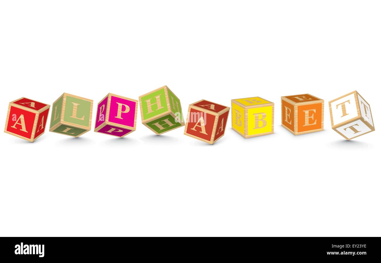 ALPHABET written with alphabet blocks - vector illustration Stock ...
