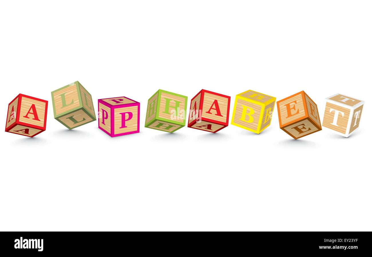 ALPHABET written with alphabet blocks - vector illustration Stock ...