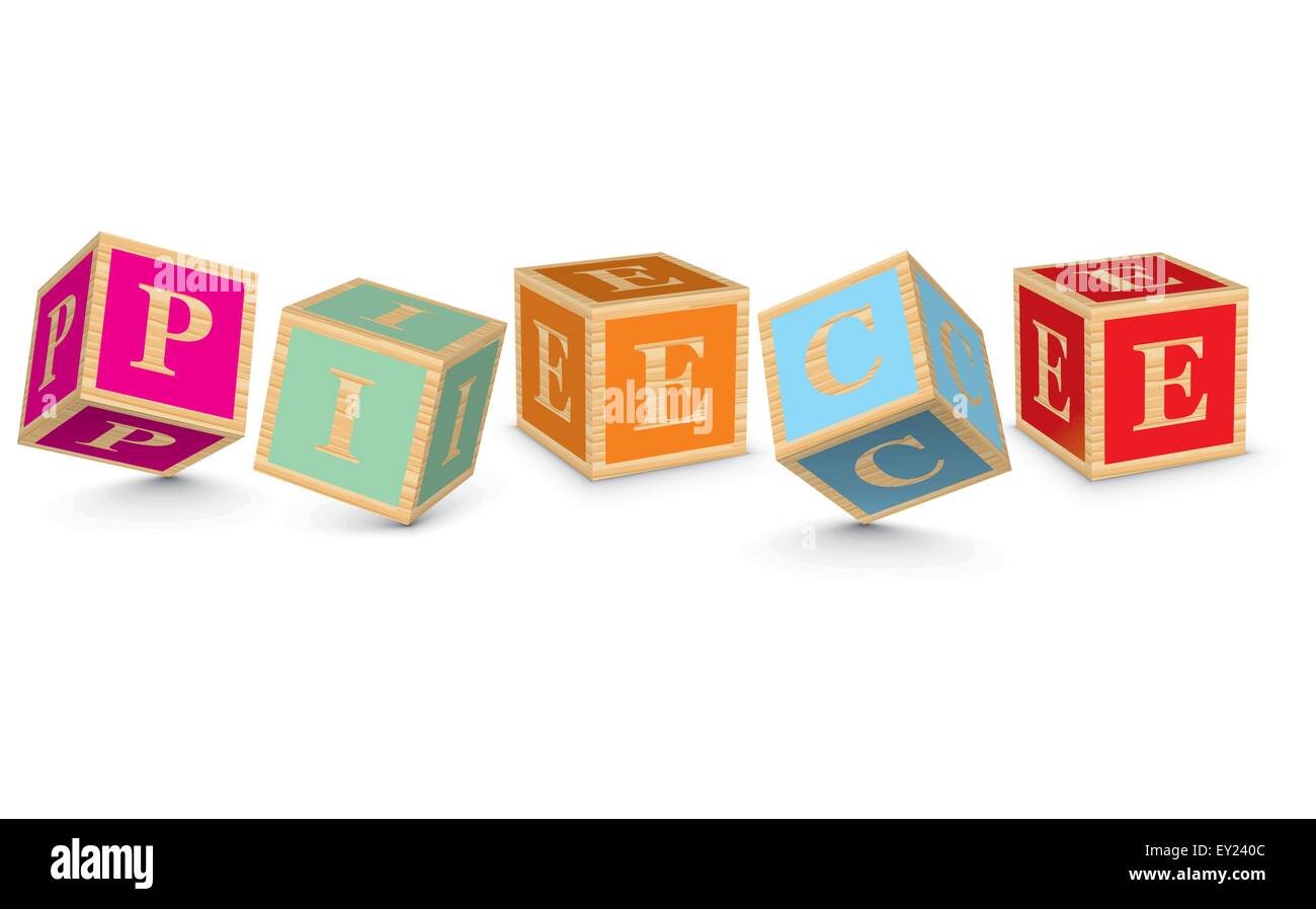 PIECE written with alphabet blocks - vector illustration Stock Vector ...