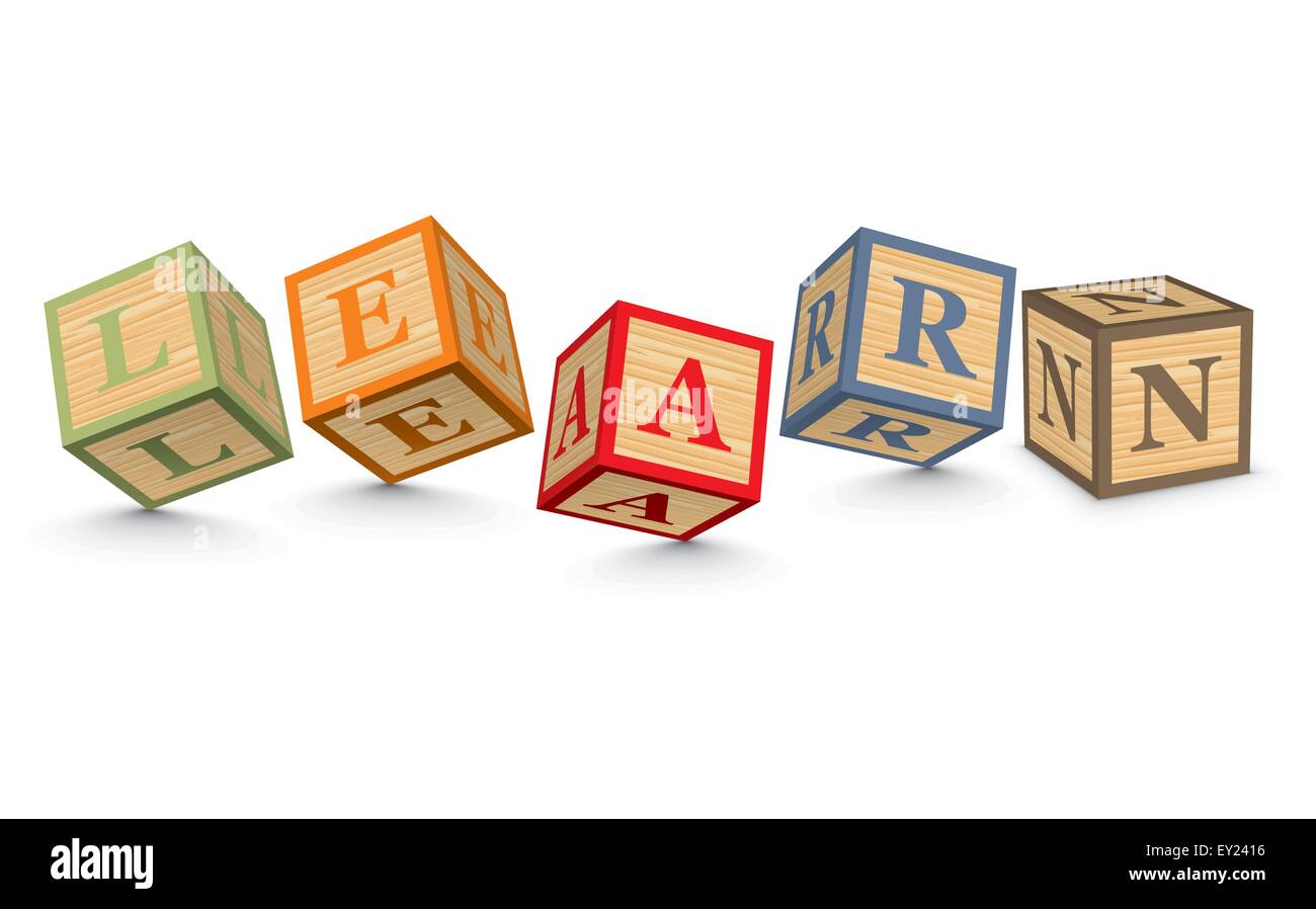 LEARN written with alphabet blocks - vector illustration Stock Vector ...