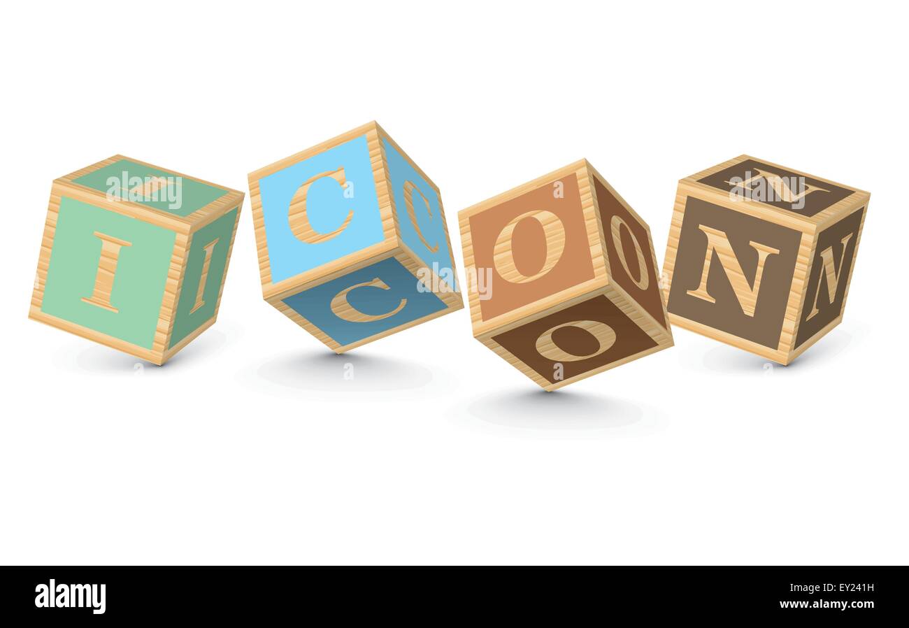 ICON written with alphabet blocks - vector illustration Stock Vector ...
