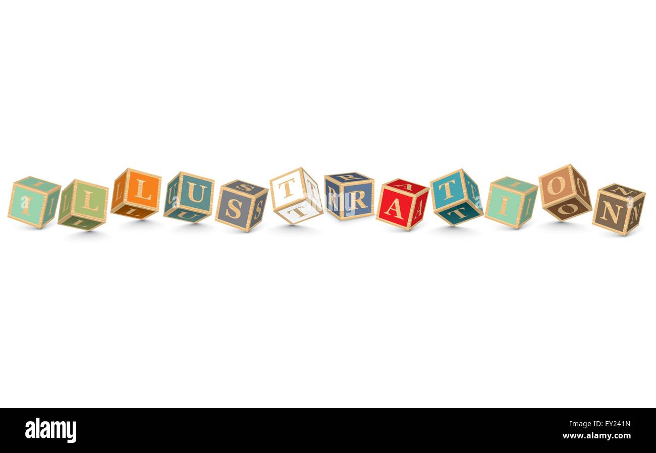 ILLUSTRATION written with alphabet blocks - vector illustration Stock ...