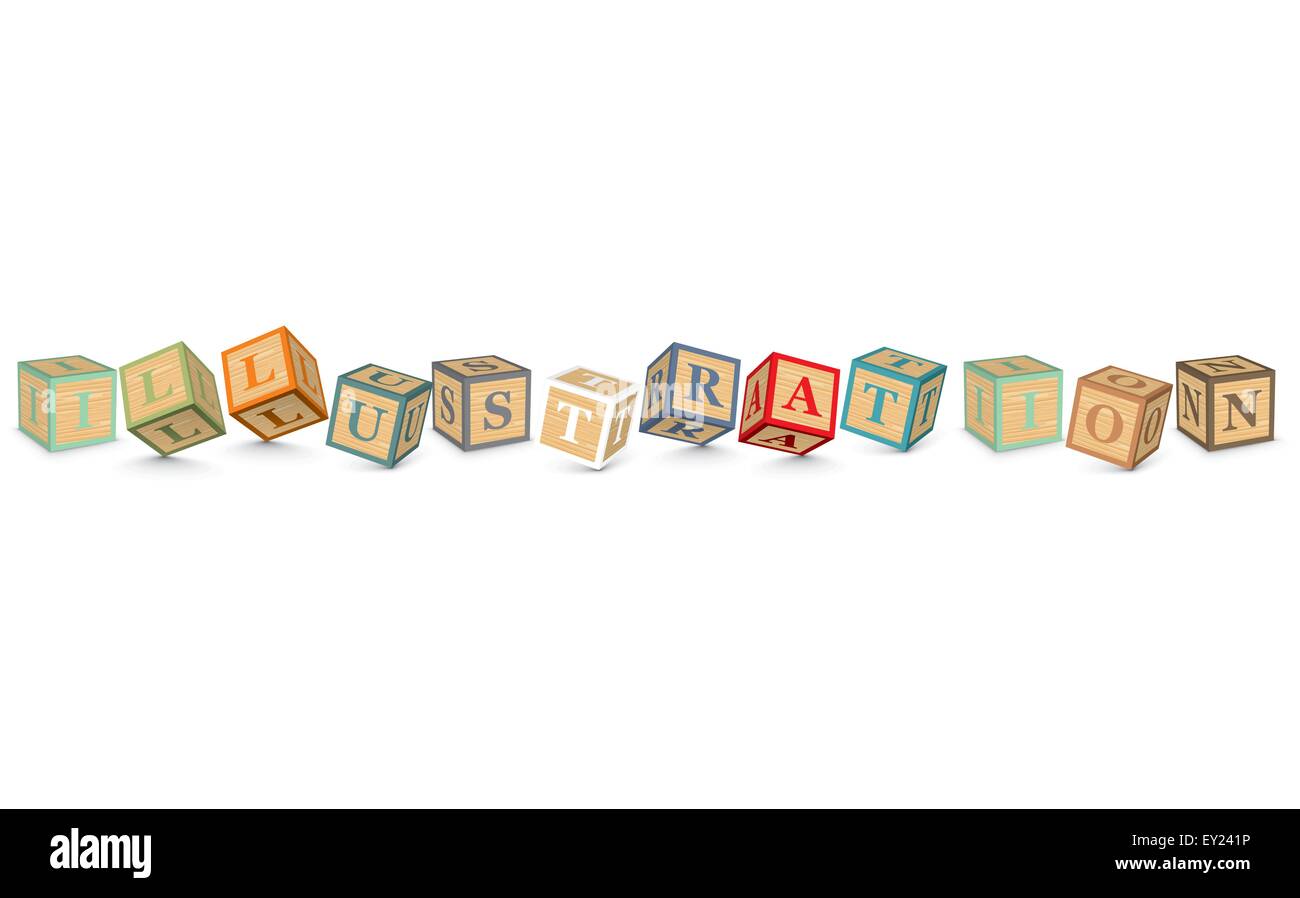 ILLUSTRATION written with alphabet blocks - vector illustration Stock ...