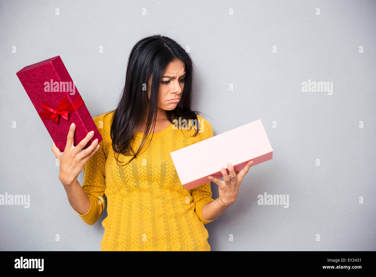 Birthday present open unhappy hi-res stock photography and images - Alamy