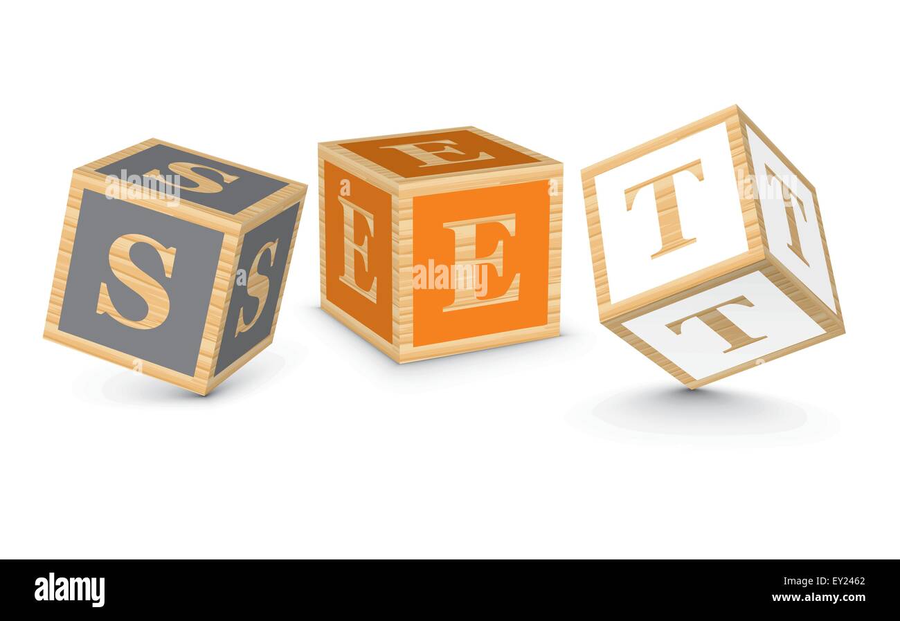 SET written with alphabet blocks - vector illustration Stock Vector ...