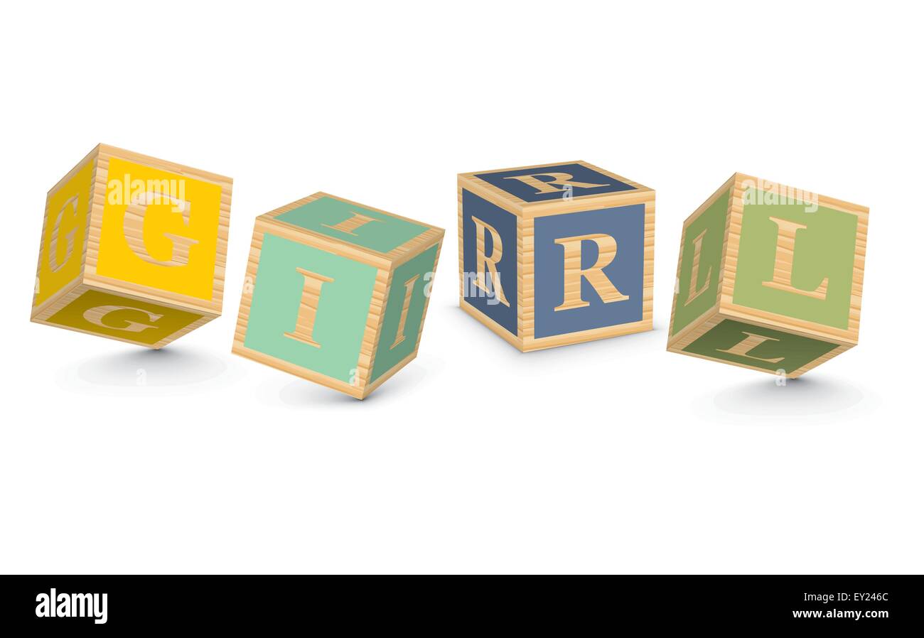 GIRL written with alphabet blocks - vector illustration Stock Vector ...