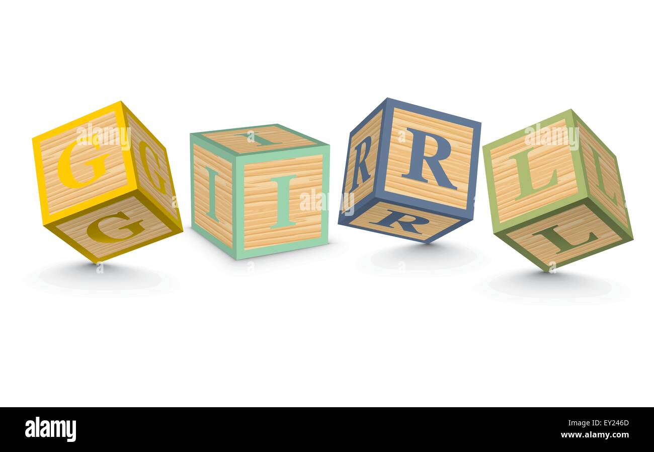 GIRL written with alphabet blocks - vector illustration Stock Vector ...