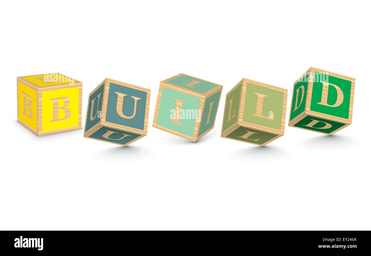 BUILD written with alphabet blocks - vector illustration Stock Vector ...