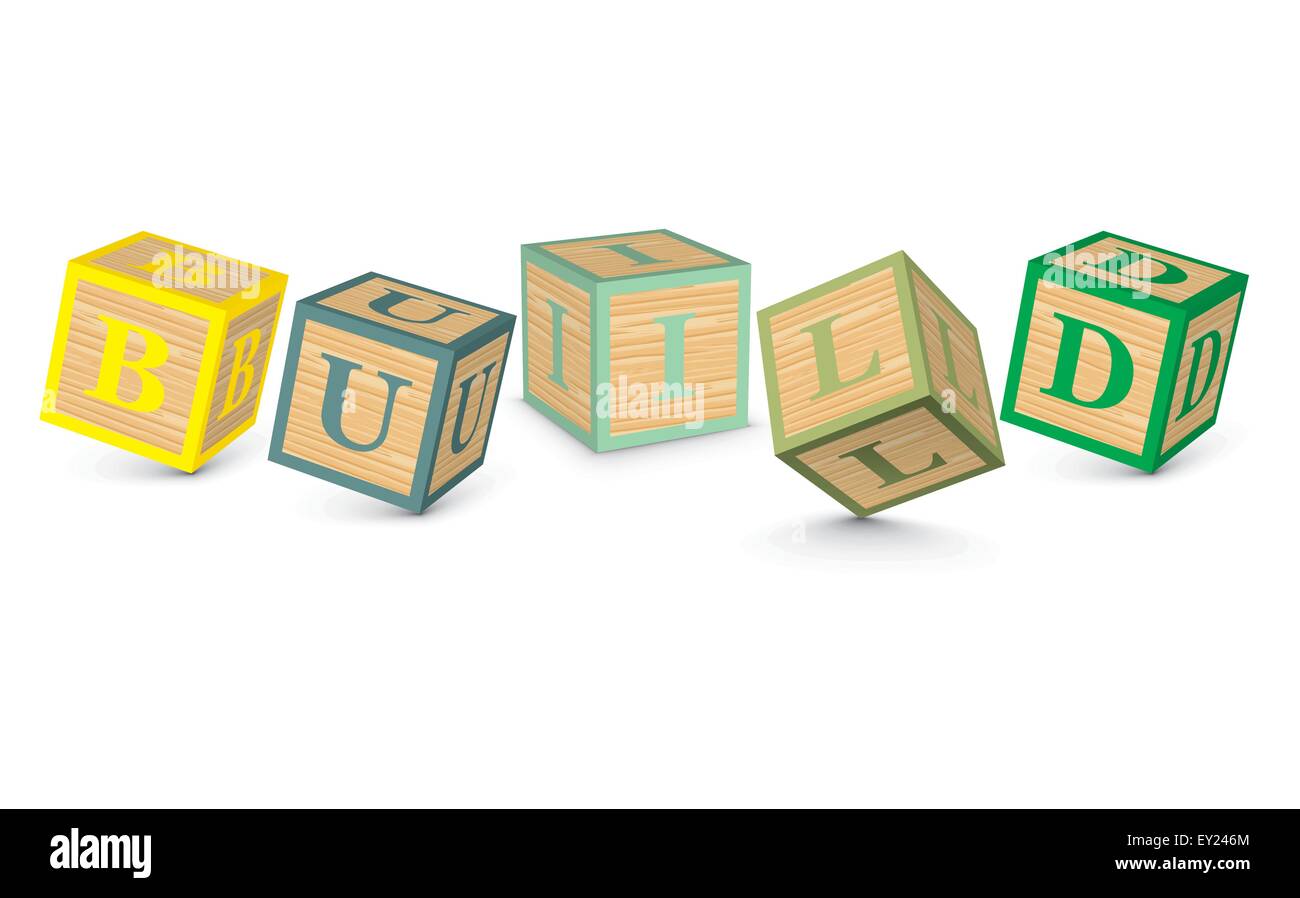 BUILD written with alphabet blocks - vector illustration Stock Vector ...