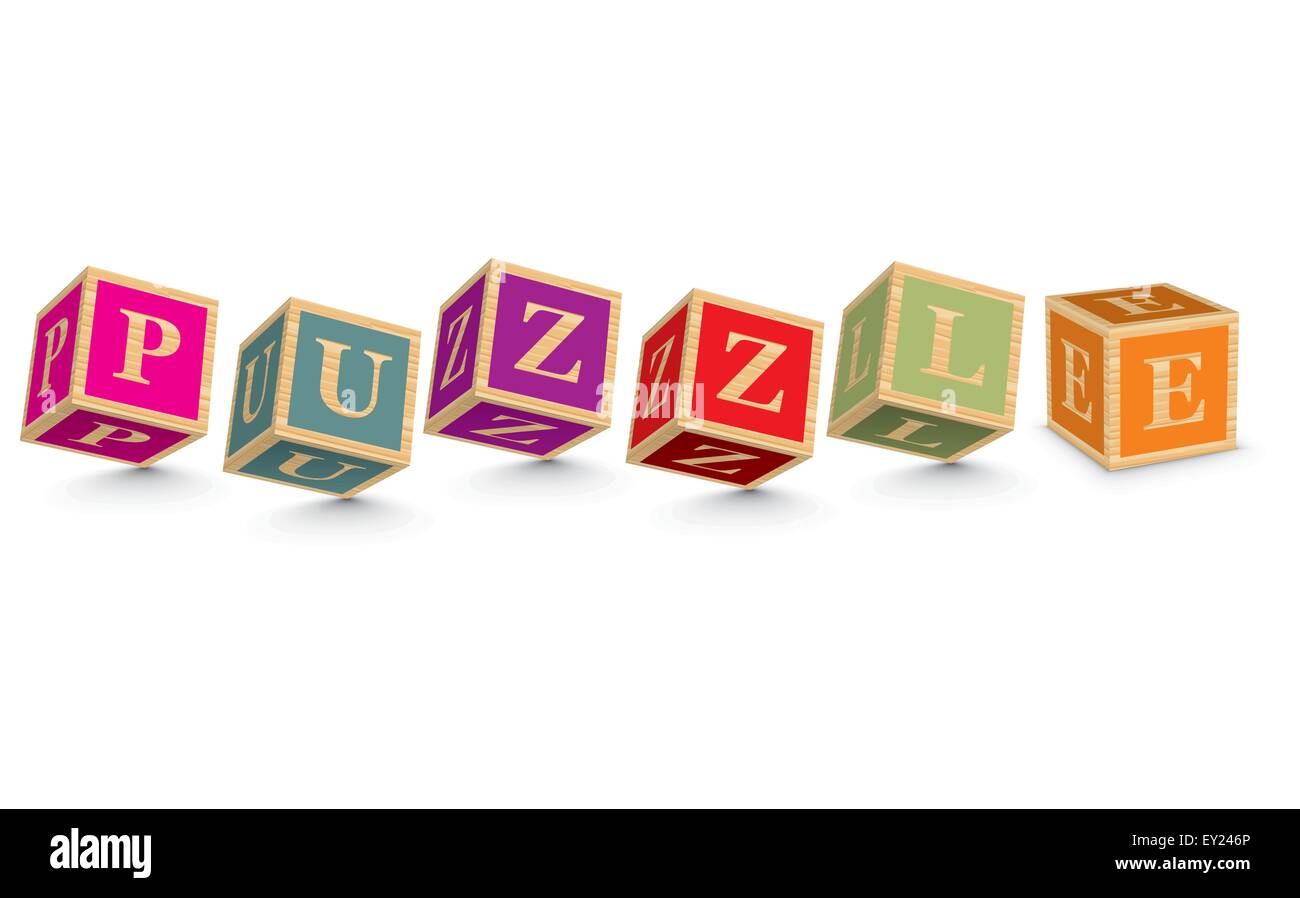 PUZZLE written with alphabet blocks - vector illustration Stock Vector ...
