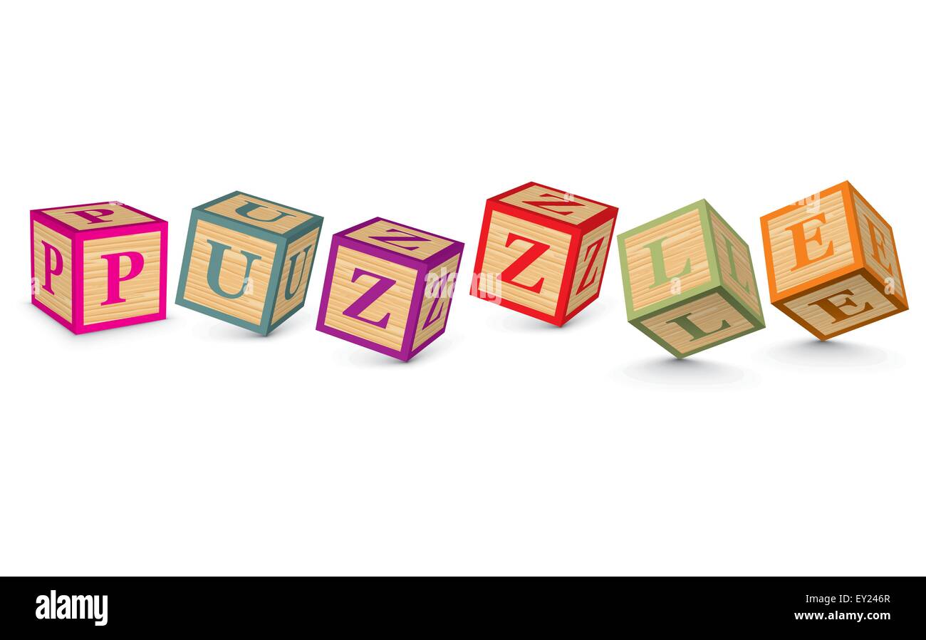 PUZZLE written with alphabet blocks - vector illustration Stock Vector ...