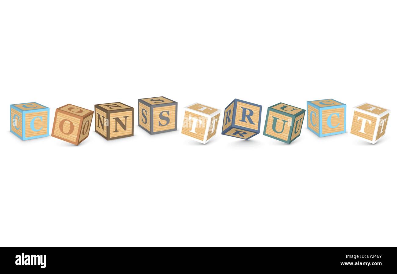 CONSTRUCT written with alphabet blocks - vector illustration Stock ...