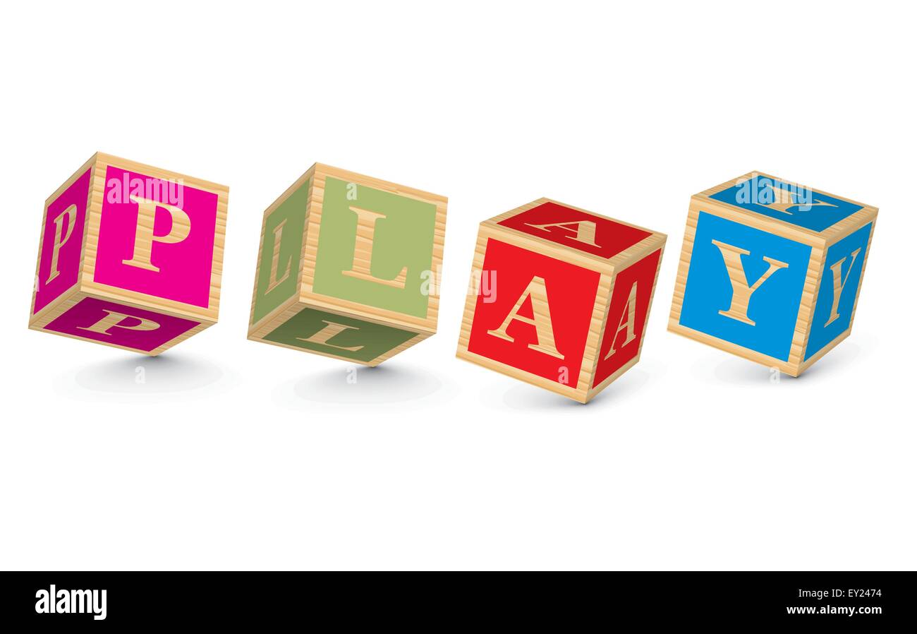 PLAY written with alphabet blocks - vector illustration Stock Vector ...