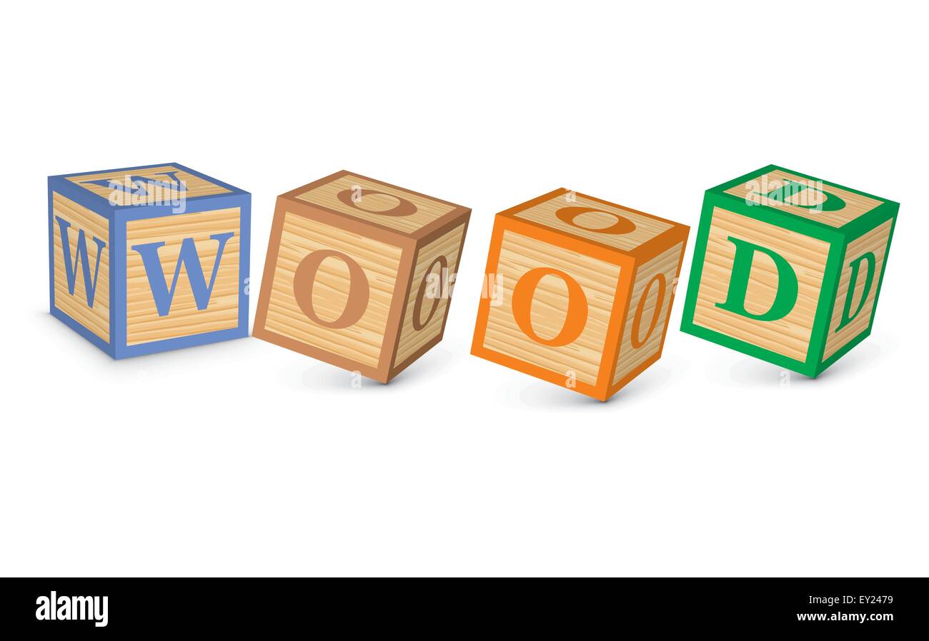 WOOD written with alphabet blocks - vector illustration Stock Vector ...