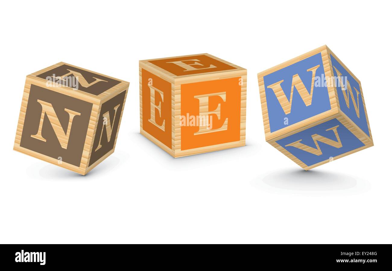 NEW written with alphabet blocks - vector illustration Stock Vector ...