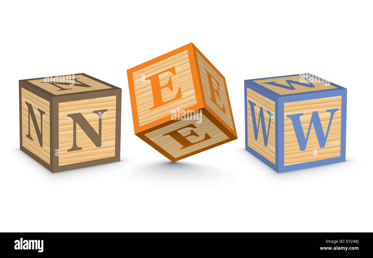 NEW written with alphabet blocks - vector illustration Stock Vector ...