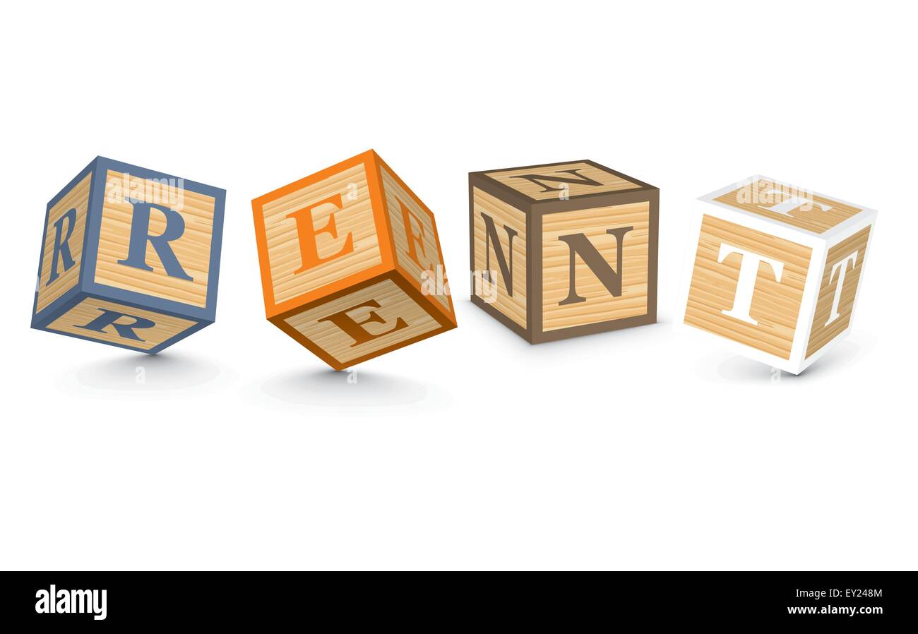 RENT written with alphabet blocks - vector illustration Stock Vector ...