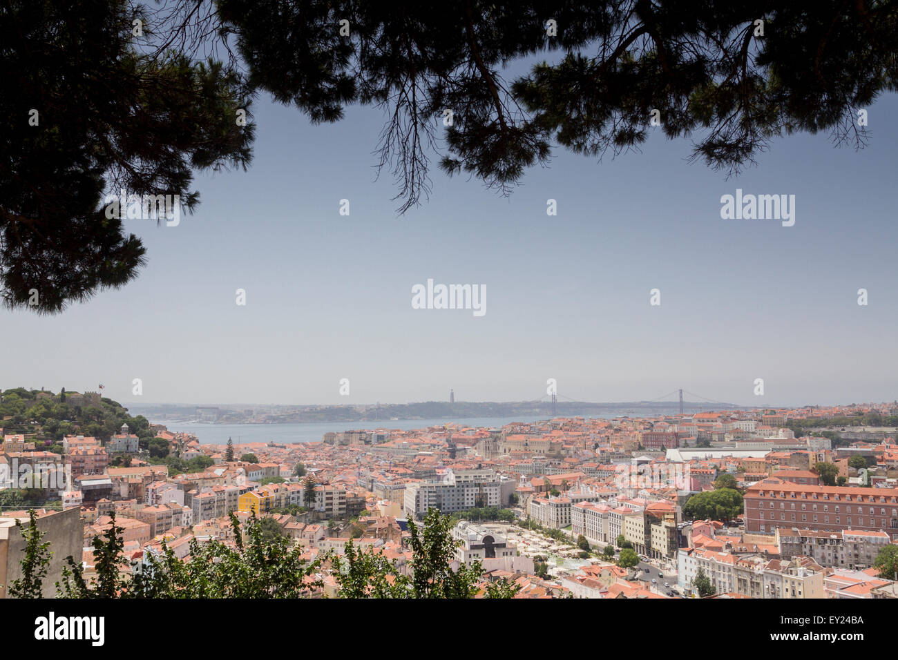 Panoramic view of Lisbon from Miradouro da Senhora do Monte Stock Photo ...