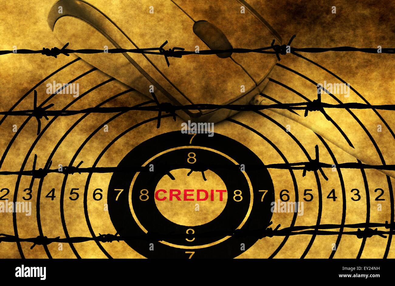 Credit target concept against barbwire Stock Photo - Alamy