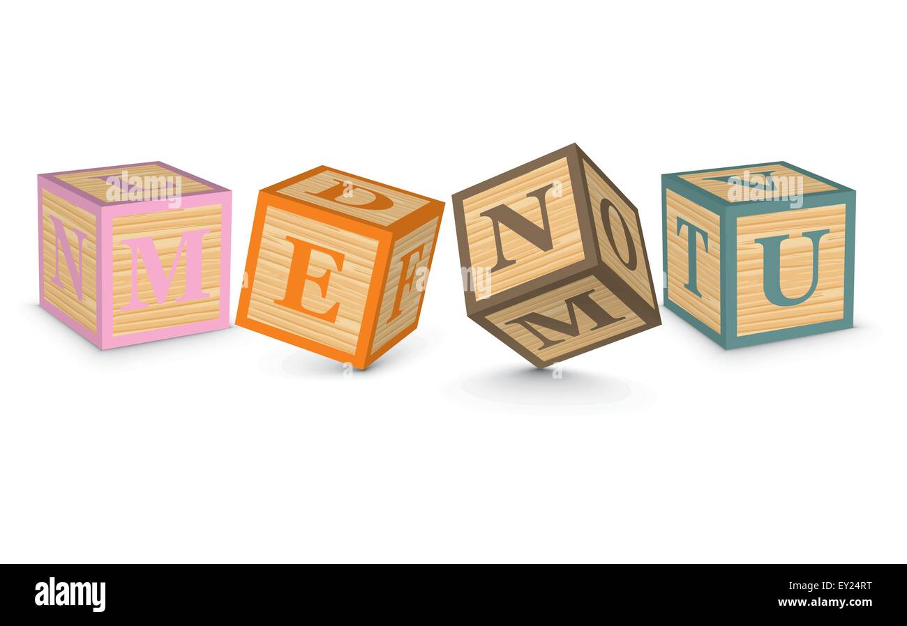 MENU written with alphabet blocks - vector illustration Stock Vector ...