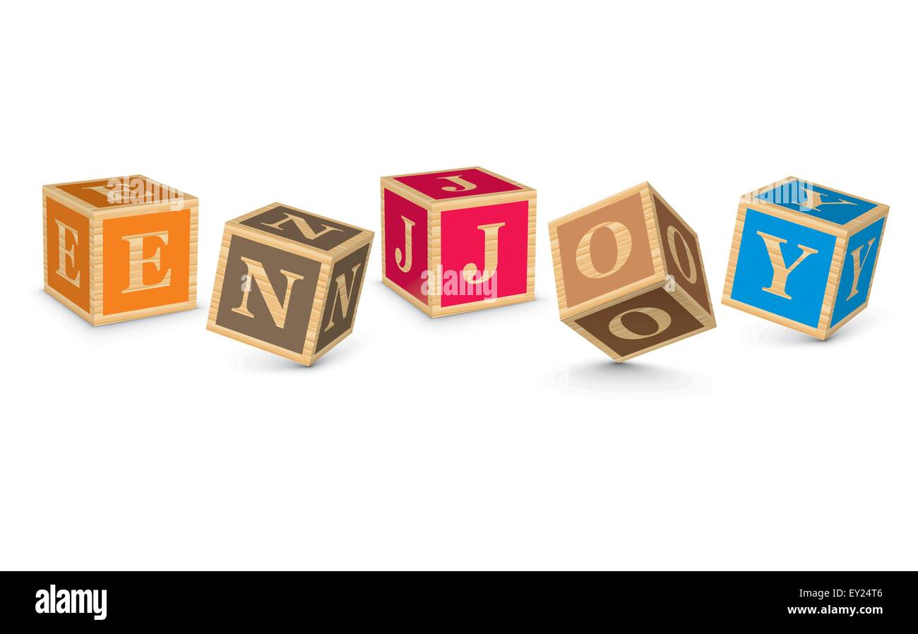 ENJOY written with alphabet blocks - vector illustration Stock Vector ...