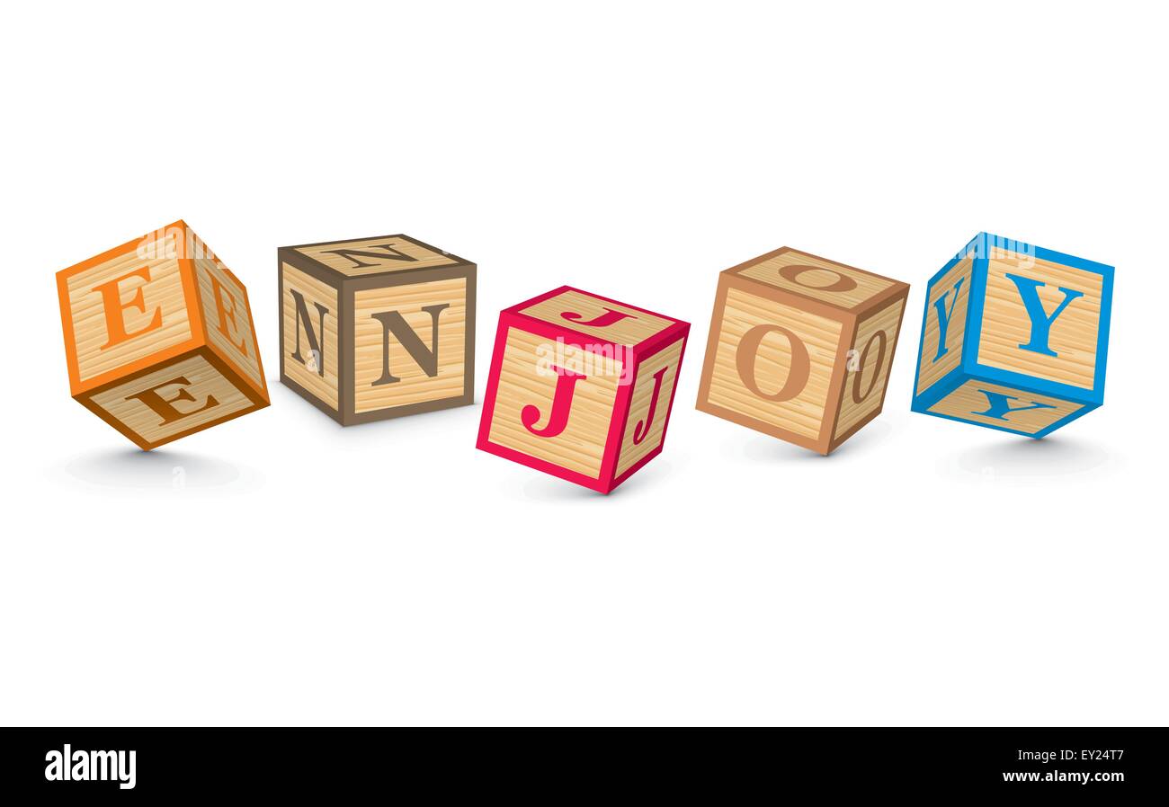 ENJOY written with alphabet blocks - vector illustration Stock Vector ...