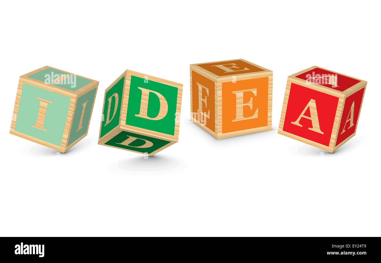 IDEA written with alphabet blocks - vector illustration Stock Vector ...
