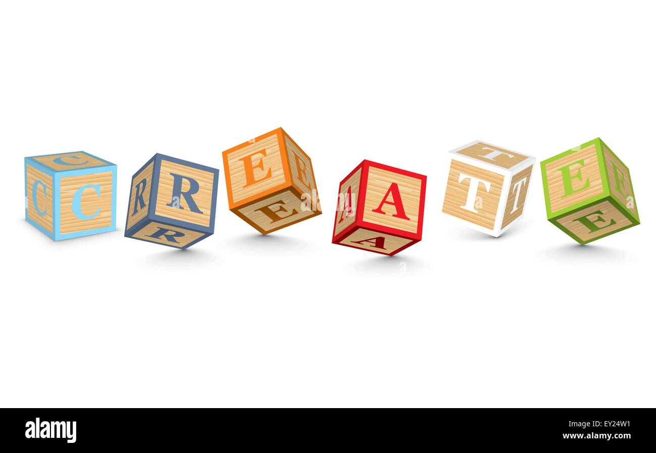 CREATE written with alphabet blocks - vector illustration Stock Vector ...