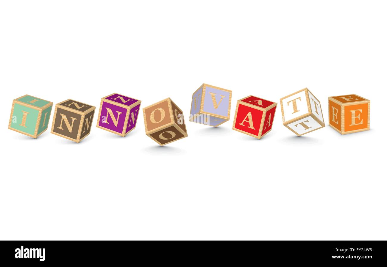 INNOVATE written with alphabet blocks - vector illustration Stock ...