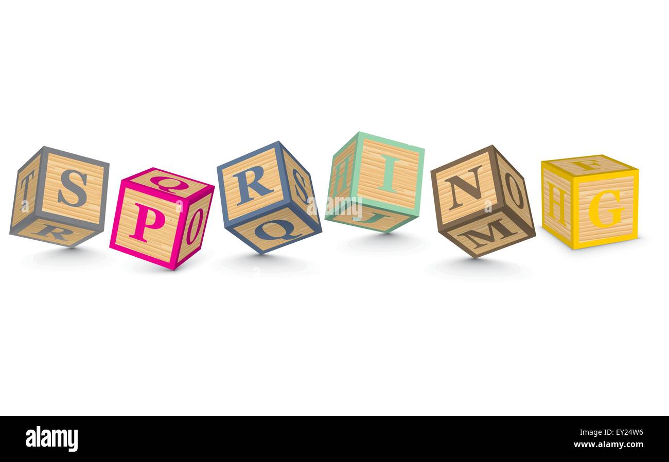 SPRING written with alphabet blocks - vector illustration Stock Vector ...